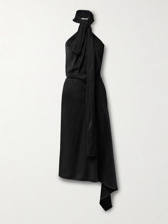 Givenchy Asymmetrisches Neckholder-midikleid Aus Cr&ecirc;pe De Chine Mit Knotendetail - Schwarz