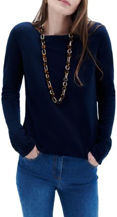 Caroll 232K-MZOAN Damen-Kaschmir-Pullover, Marineblau, Gr&ouml;&szlig;e S