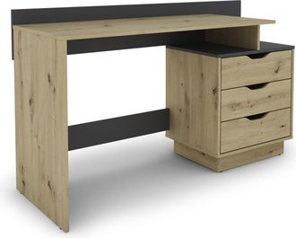 Byliving Schreibtisch Belfast/Rechts oder Links montierbar / 3 Schubkästen/Artisan Eiche - Anthrazit/Bürotisch/Schreibtisch/B 138, H 83,5, T 51,5 cm