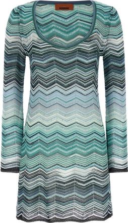 Missoni Femme, Robes, Vert, Taille: 38 FR Mini-robe en viscose lam&eacute;e &agrave; chevrons
