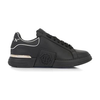 Philipp Plein Homme, Chaussures, Noir, Taille: 43 EU Phantom Kick Leather Baskets