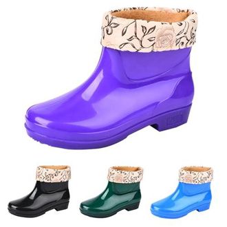 Generic Wellington Bottes de pluie dhiver pour femme avec doublure en peluche, chaudes, confortables, imperm&eacute;ables, antid&eacute;rapantes, pour le travail, la p&ecirc;che,