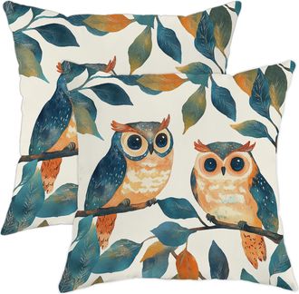 Generic Fall-Eulenvogel Sofakissen Komfort Kissenh&uuml;llen Dekorative Dekokissen F&uuml;r Hotel Balkon Sofa 45X45Cm 2Er Set