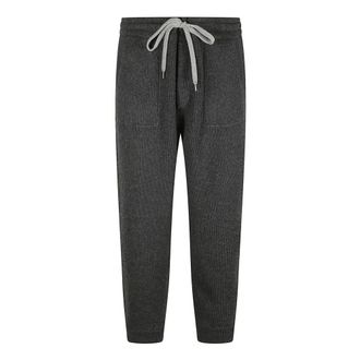 Brunello Cucinelli Cashmere Jogginghose aus englischem Rippstrick - - Trousers - Herren - Grau - S