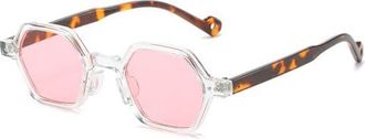 Generic Lunettes de soleil polygones à verres transparents océan tendance UV400 nuances hexagonales rivets lunettes de soleil pour femmes et hommes, C8, taill