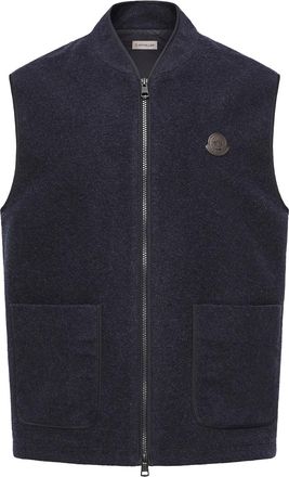 Moncler Moncler Wool Zip-up Gilet, Men, Blue, Size: Xxl
