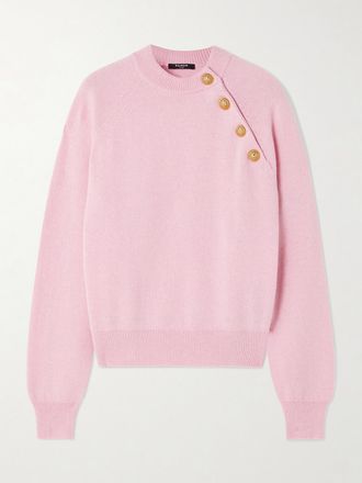 Balmain Pull En Cachemire Et Laine M&eacute;lang&eacute;s &Agrave; Boutons - Rose