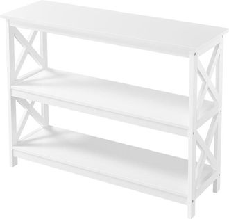 Yaheetech Yaheetech - Table Console Extensible en Bois, Meuble dEntrée, à 3 Niveaux, Désign Néo-rétro, Piex en x Stable 106 x 35 x 80 cm Couleur Blanc Salon