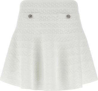 Self Portrait Femme, Jupes, Blanc, Taille: 40 FR Mini-jupe en maille Pointelle