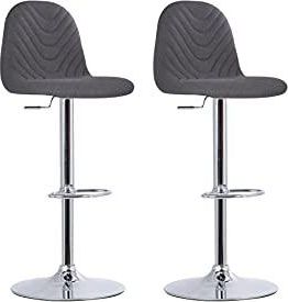 Byliving Barhocker Casino/Moderner Barhocker in anthrazit/Gestell verchromt mit Höhenverstellung / 360° drehbar/B 41,H 91,5-112,T 52,5 cm