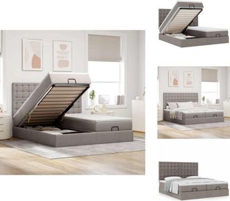 vidaXL Ottoman-Bett mit Matratzen Taupe 200x200 cm Stoff - Ottoman-Bett - Ottoman-Betten - Bettrahmen - Bettgestell