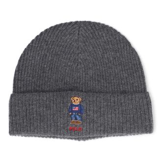 Ralph Lauren Polo Ralph Lauren Herren Solid Flag Bear Beanie, Charcoal Heather, Einheitsgr&ouml;&szlig;e