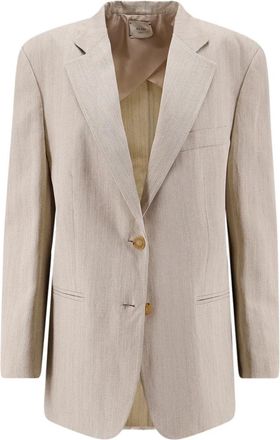 Alysi Femme, Vestes, Beige, Taille: 34 FR Blazer Boutonn&eacute; &agrave; Rayures