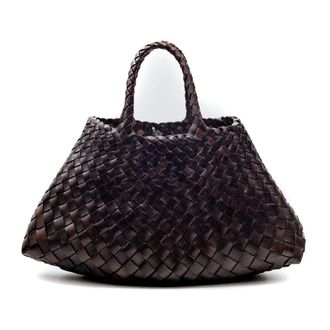 Dragon Diffusion Femme, Sacs, Brun, Taille: ONE Size Sac Fourre-Tout en Cuir Tress&eacute; Marron Fonc&eacute;