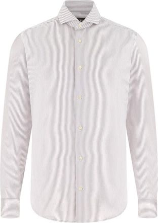 Boggi Milano Homme, Chemises, Brun, Taille: XS Chemise en coton ray&eacute; coupe slim