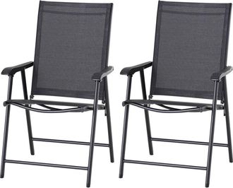 OUTSUNNY Klappstuhl mit Armlehne 2er Set Campingstuhl Angelstuhl Metall Schwarz 58 x 64 x 94 cm - Outsunny