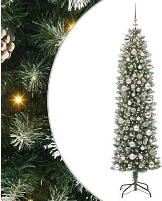 vidaXL K&uuml;nstlicher schlanker Weihnachtsbaum Gr&uuml;n und Wei&szlig; 180 cm vidaXL