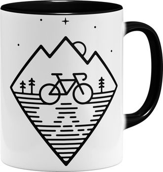 OM3 Bicycle Fahrrad Kaffee-Tasse mit Minimalistisches Design für Radfahrer Bike-Liebhaber - Cycling Cyclist Biking Fahrradfahrer - Keramik Becher - 325ml 