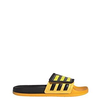 adidas Unisex Adilette Slide Sandal, Core Black/Bright Yellow/Solar Gold, 13 US Women