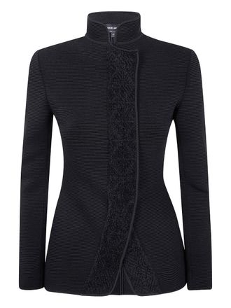 Giorgio Armani veste nervurée à col montant - Noir