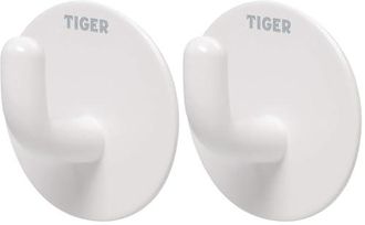 Tiger Rondo Haken, Edelstahl, Farbe: Weiß, einfache Montage durch kleben (Packung mit 2)