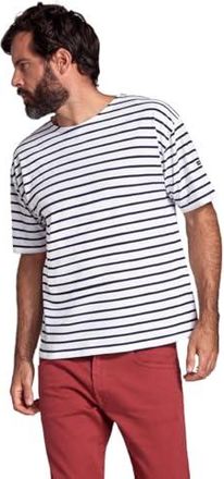 Armor Lux Homme Marinière Theviec Homme T shirt, Blanc (400 Blanc/Navire), XL EU