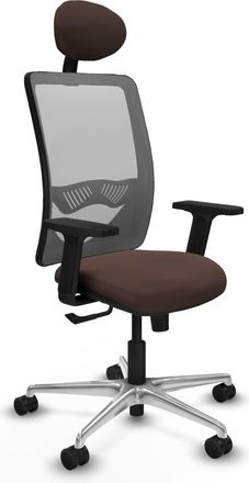 Piqueras y Crespo Brauner Schreibtischstuhl Zulema mit 2D-Armen, h&ouml;henverstellbarer Lendenwirbelst&uuml;tze und festem Kopfteil, ausgestattet mit 3 Positionen und Schneidsch