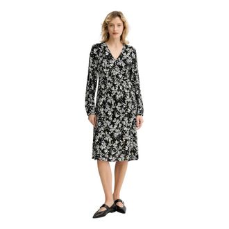 Marc O'Polo V-Ausschnitt gemustertes Midikleid - - Dresses - Damen - Schwarzk - S