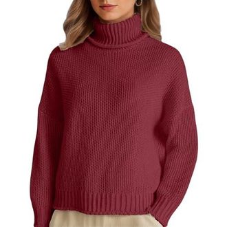Generic Pull Femme Chic Et Elegant Chaud Blanc Sweaters Grande Femmes Pulls Taille Oversize Pulls, Gilets Et Sweats Haut Noir Hiver Long Col Roul&eacute; Laine Women