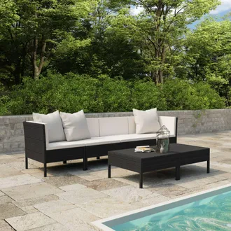 vidaXL Vidaxl - Set Divani Da Giardino 9 Pz Con Cuscini In Polyrattan Nero