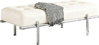 Generic Schuhbank für Eingangsbereich und Schlafzimmer Verstärkter Edelstahlrahmen Sitzkissen Aus Kunstleder, Belastbar Bis 350 Kg(White,100 * 43 * 40cm)