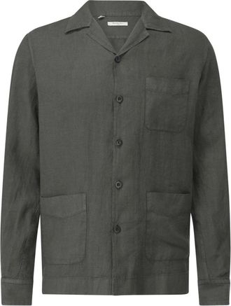 Boglioli Homme, Chemises, Vert, Taille: XL Chemise en lin avec col classique