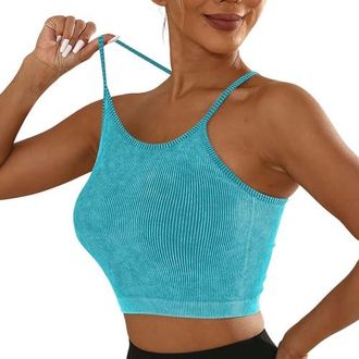 Generic Brassi&egrave;re de sport pour femme - Haut court rembourr&eacute; - Pour int&eacute;rieur et ext&eacute;rieur - Pour la vie quotidienne - Cadeau id&eacute;al, bleu ciel, L