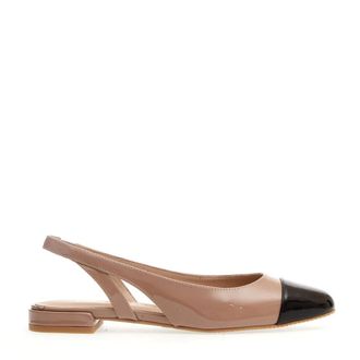 Stuart Weitzman Hohe Schuhe - Nude And Black Patent Low Slingback - Gr. 38,5 (EU) - in Braun - f&uuml;r Damen