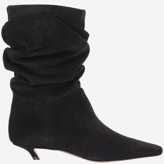Amina Muaddi Womens Boots Jamie Suede Leather Black