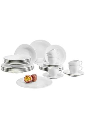 SELTMANN WEIDEN Kombiservice Trio Weiss, Wei&szlig;, Keramik, 30-teilig, 230 ml,230 ml, hitzebest&auml;ndig, Essen & Trinken, Geschirr, Geschirr-Sets, Kombiservice