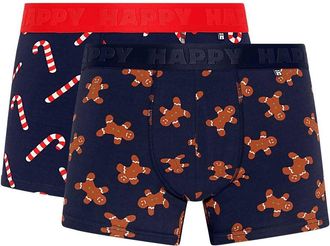Happy Socks Mens 2-Pack Gingerbread Boxers Gift Set Boxer Shorts, Blue, Multicolor, Extra Large