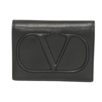 Valentino Portefeuille Bifold Vlogo Walk en cuir de veau Pre-owned - Homme - Pre-owned - Noir - Taille: ONE Size