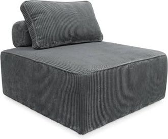 Sweeek Chauffeuse pour canapé modulable Velours côtelé Gris avec Un Coussin