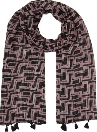 Tom Tailor Damen Schal mit Muster, black lilac abstract design, ONESIZE