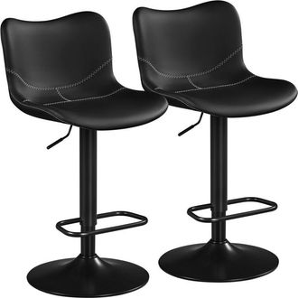 Yaheetech Yaheetech Lot de 2 Tabourets de Bar en Polyur&eacute;thane Chaises de Bar R&eacute;glables en Hauteur Rotatif sur 360&deg; Tabouret Haut avec Dossier et Repose-Pieds