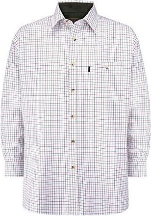 Walker and Hawkes Chemise pour Homme - 100% Coton - Manches Longues/à Carreaux - Style Campagne - Bleu - 3XL (50)
