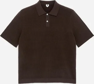 Arket Gestricktes Poloshirt Aus Baumwolle -Braun