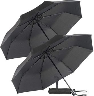 Pearl Taschenschirm: 2er-Set Automatik-Taschen-Regenschirme, bis 40 km/h, &Oslash; 100 cm (Schirme, leichter Regenschirm, Wasserdichte Tasche)