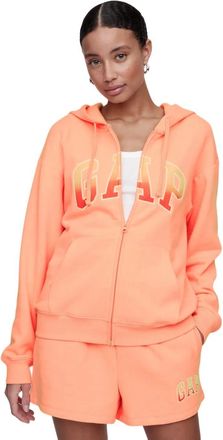 GAP Damen Logo Hoodie Hooded Full Zip Sweatshirt, Orange Kiss Neon, L