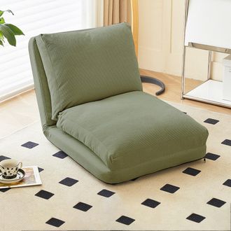 Generic Convertible Folding Sofa Bed - Portable Couch with Backrest Support, Soft Corduroy Fabric - Ideal for Living Room & Bedroom - Space-Saving Green Desig