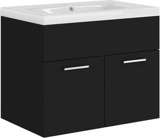 vidaXL Vidaxl - Waschbeckenunterschrank mit Einbaubecken Schwarz Holzwerkstoff