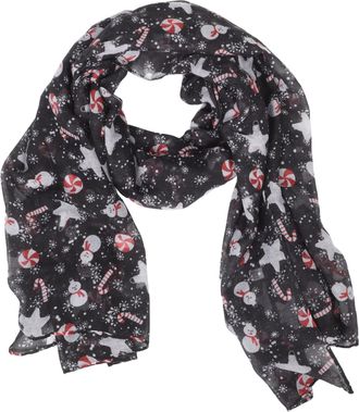 Amosfun Weihnachtsschal Damen Frauen Schal Tuch mit S&uuml;&szlig;igkeiten Muster 90x180cm Halst&uuml;cher Weihnachten Neujahr Festival Party Geschenk Outdoor Im Freien Multi