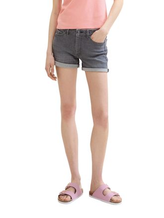 Tom Tailor Damen Basic Denim Shorts, used dark stone black denim, XS