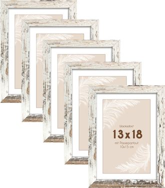 Wackadoo 5er Set Bilderrahmen, FSC Holzrahmen Fotogalerie Glasscheibe Fotorahmen mit Glasscheibe Collage (10 x 15 cm, Island)